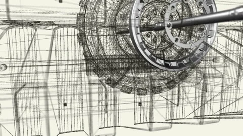 Animation of a sketched mechanical engin... | Stock Video | Pond5