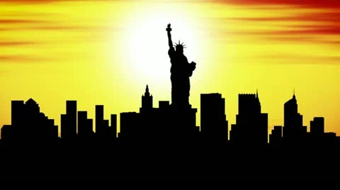Animation of skyline of New York city at... | Stock Video | Pond5