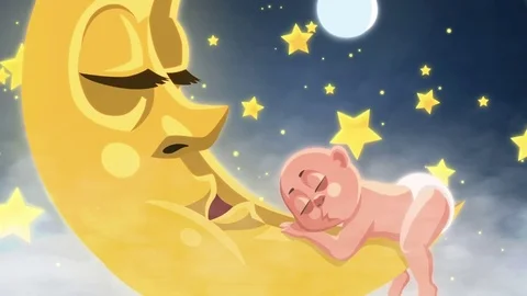 Animation Sleeping Cartoon Moon With Bab... | Stock Video | Pond5