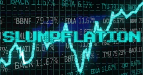 Animation of slumpflation text in blue o... | Stock Video | Pond5