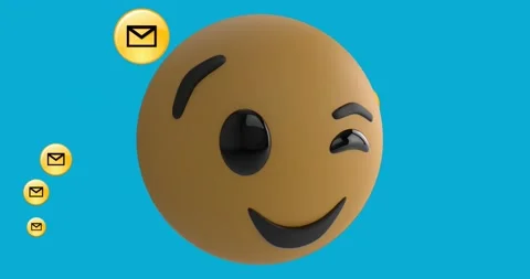 Animation of smiling emoji icon with ema... | Stock Video | Pond5