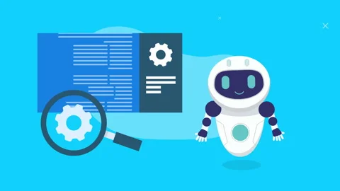 animation of smiling robot stands agains... | Stock Video | Pond5