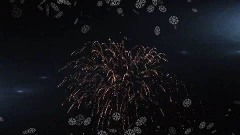 Animation of snow falling and fireworks ... | Stock Video | Pond5