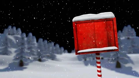 Animation of snow falling and north pole... | Stock Video | Pond5