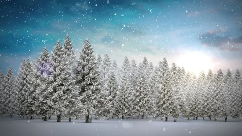 Animation of snow falling over fir trees... | Stock Video | Pond5