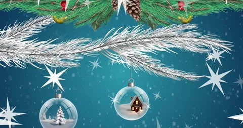 Animation of snow falling over fir tree ... | Stock Video | Pond5