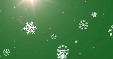 Animation of snow falling over green bac... | Stock Video | Pond5