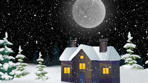 Animation of snow falling over house in ... | Stock Video | Pond5