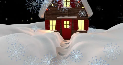 Animation of snow falling over house in ... | Stock Video | Pond5
