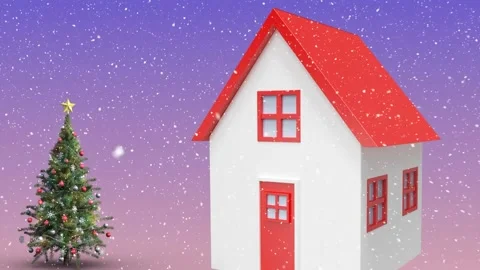 Animation of snow falling over house and... | Stock Video | Pond5