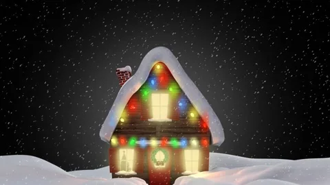Animation of snow falling over house wit... | Stock Video | Pond5
