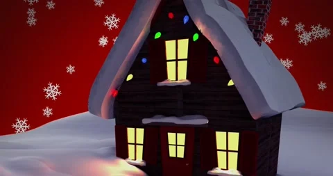 Animation of snow falling over house on ... | Stock Video | Pond5