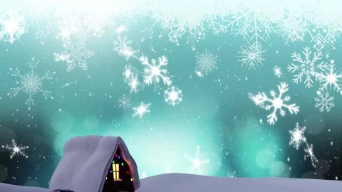Animation of snow falling over house on ... | Stock Video | Pond5