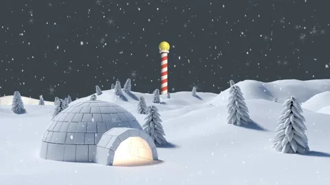 Animation of snow falling over igloo in ... | Stock Video | Pond5
