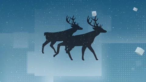 Animation of snow falling over reindeer ... | Stock Video | Pond5