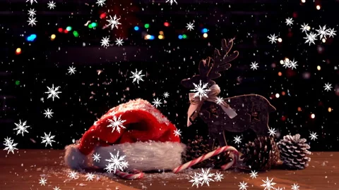 Animation of snow falling over santa hat... | Stock Video | Pond5