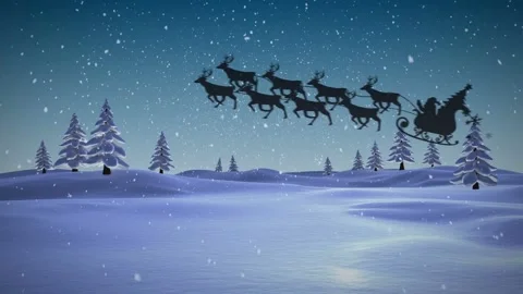Animation of snow falling over silhouett... | Stock Video | Pond5