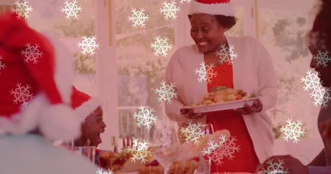 Animation of snow falling over smiling f... | Stock Video | Pond5