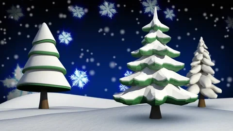 Animation of snow falling over trees on ... | Stock Video | Pond5