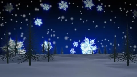 Animation of snow falling over trees on ... | Stock Video | Pond5