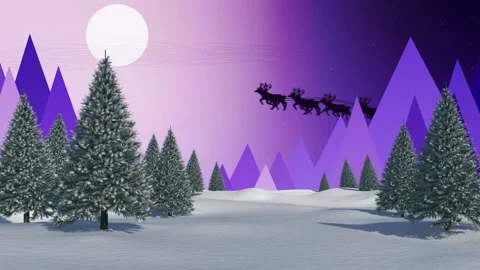 Animation of snow falling over trees on ... | Stock Video | Pond5