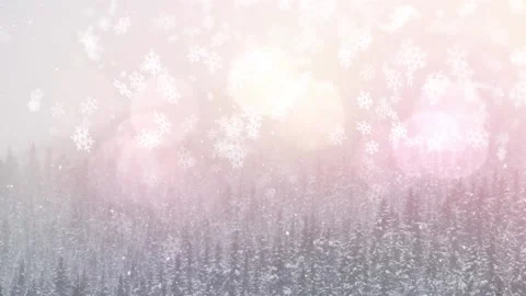 Animation of snow falling over trees in ... | Stock Video | Pond5