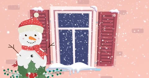 Animation of snow falling over window wi... | Stock Video | Pond5
