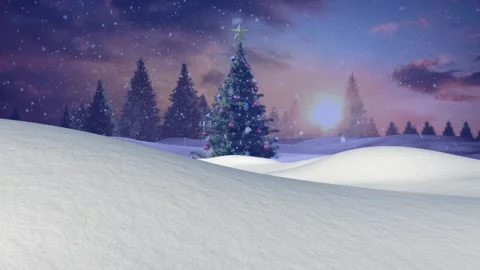 Animation of snow falling in winter scen... | Stock Video | Pond5