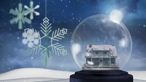Animation of snow globe and snow falling... | Stock Video | Pond5