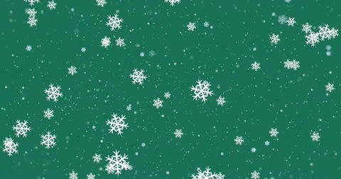 Animation of snowflakes falling on green... | Stock Video | Pond5