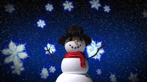 Animation of snowman and snow falling on... | Stock Video | Pond5