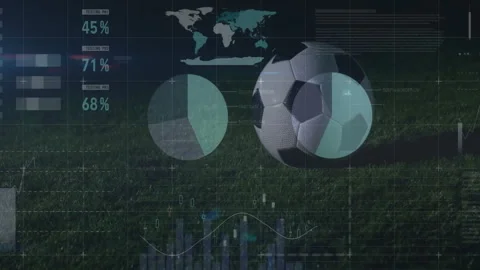 Animation of soccer ball with data chart... | Stock Video | Pond5
