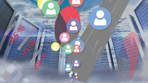 Animation of social media icons and data... | Stock Video | Pond5