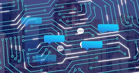 Animation of social media icons and comp... | Stock Video | Pond5