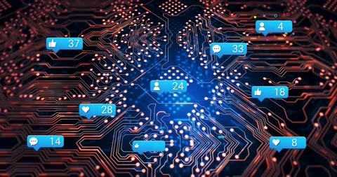 Animation of social media icons and numb... | Stock Video | Pond5