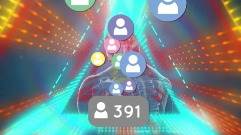 Animation of social media icons and reac... | Stock Video | Pond5