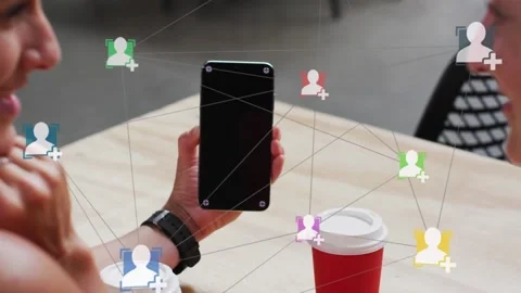 Animation of social media icons and netw... | Stock Video | Pond5