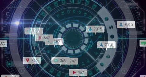 Animation of social media icons on banne... | Stock Video | Pond5