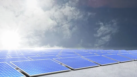 Animation of solar panels with the sky i... | Stock Video | Pond5