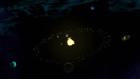 Animation of a Solar System - Planets Fl... | Stock Video | Pond5