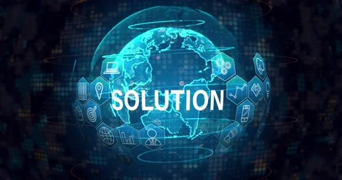Animation of solution text with icons ov... | Stock Video | Pond5