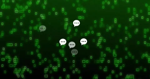 Animation of speech bubbles and binary c... | Stock Video | Pond5