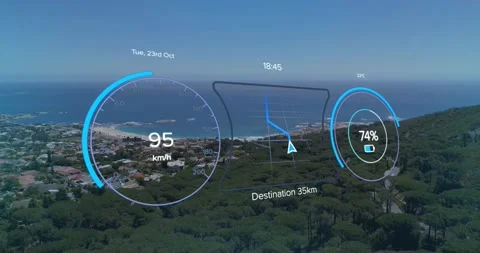 Animation of speedometer and battery lev... | Stock Video | Pond5