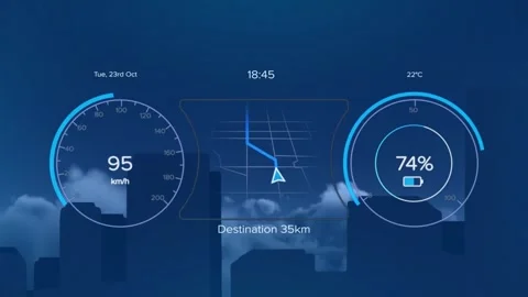 Animation of speedometer, arrow on navig... | Stock Video | Pond5