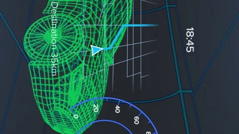 Animation of speedometer, gps and charge... | Stock Video | Pond5