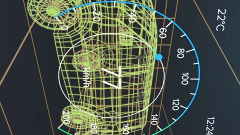 Animation of speedometer, gps and charge... | Stock Video | Pond5