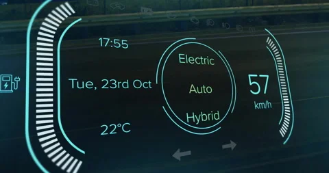 Animation of speedometer on hybrid elect... | Stock Video | Pond5