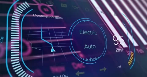 Animation of speedometer interface and s... | Stock Video | Pond5