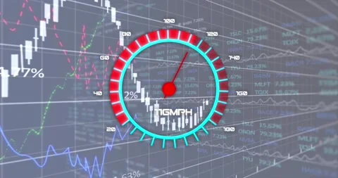 Animation of speedometer, multiple graph... | Stock Video | Pond5