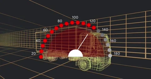 Animation of speedometer over 3d car mod... | Stock Video | Pond5